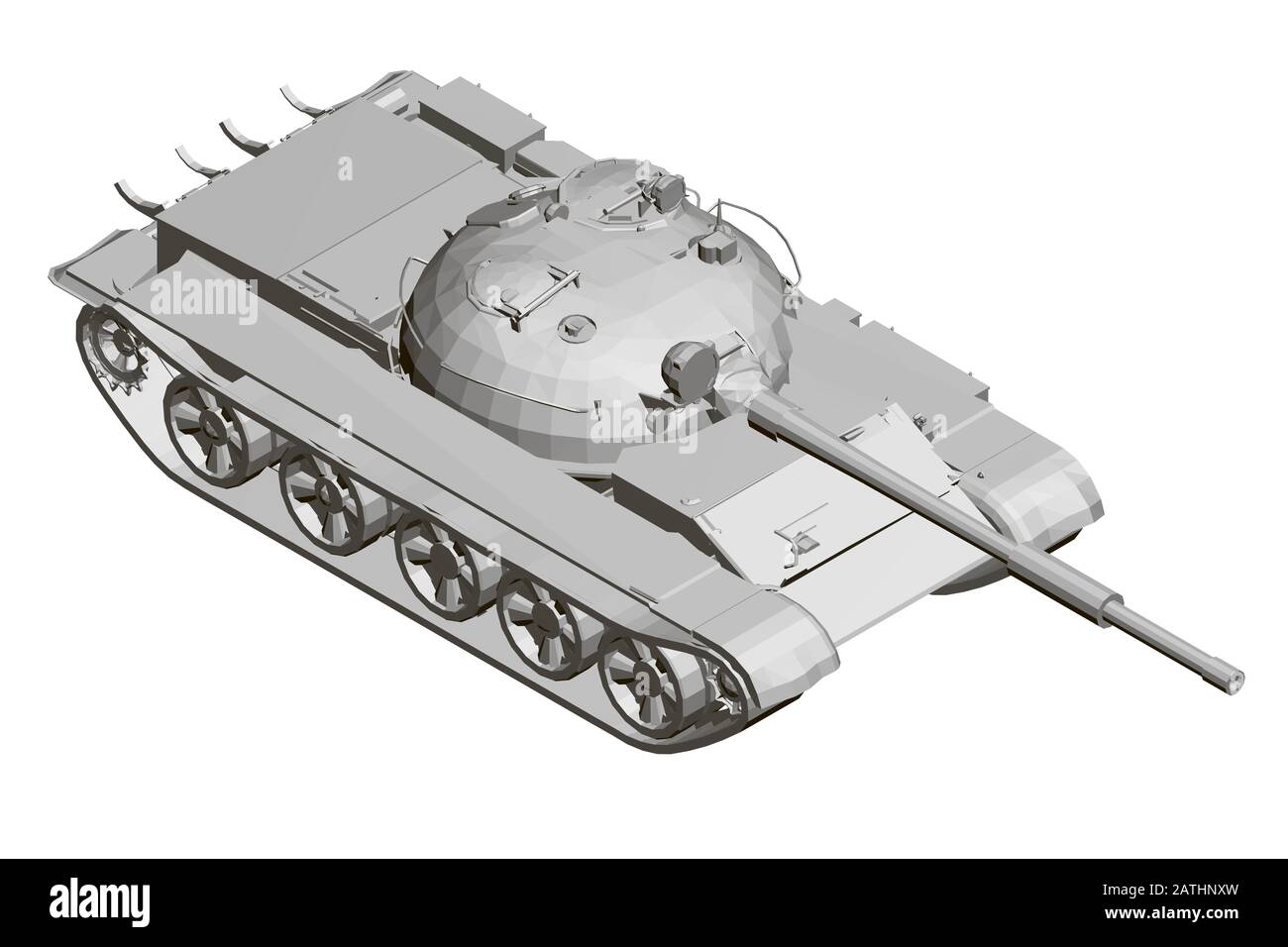 Polygonal model of a battle tank. 3D. View isometric. Vector ...