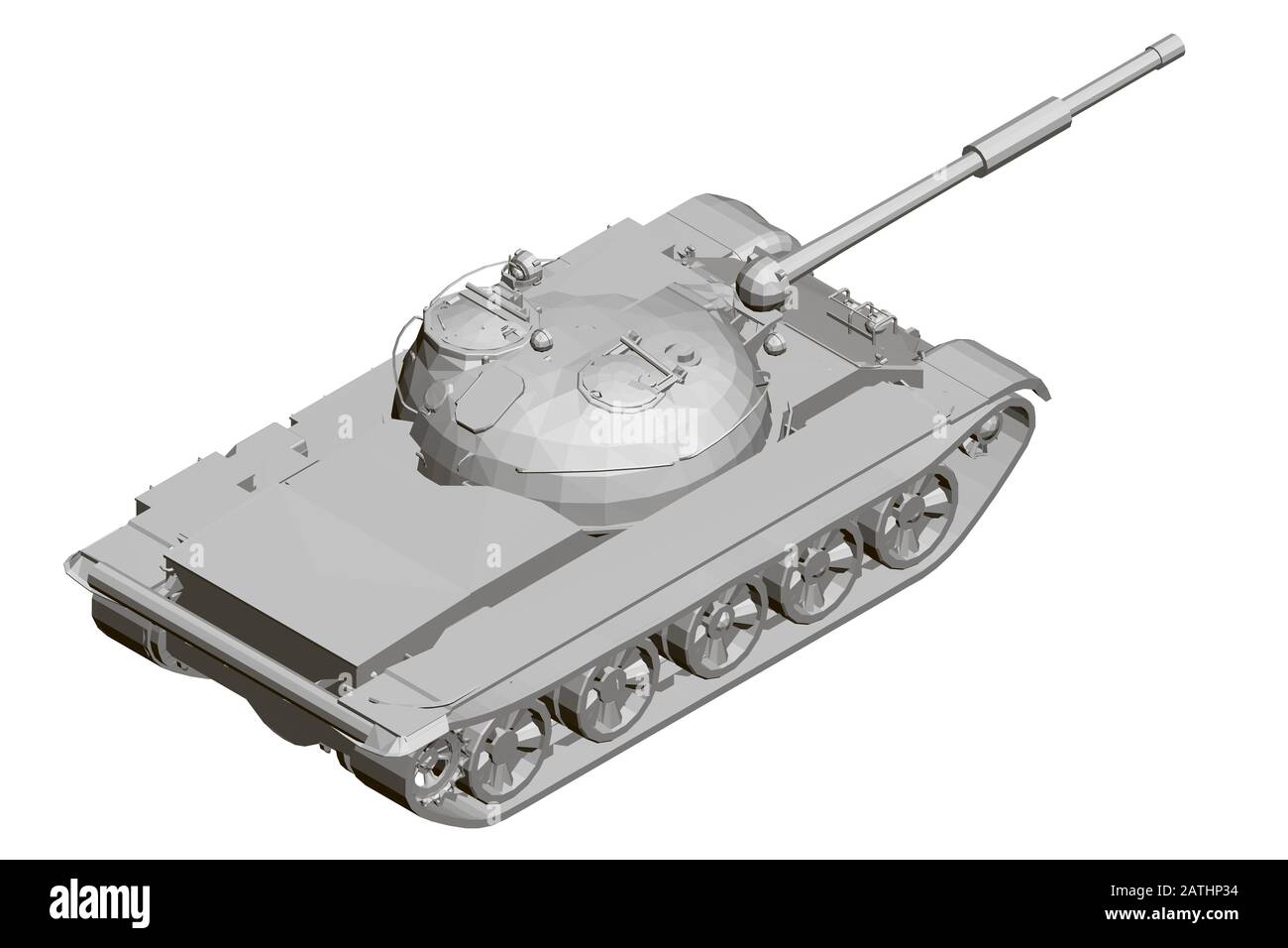 Polygonal model of a battle tank. 3D. View isometric. Vector ...