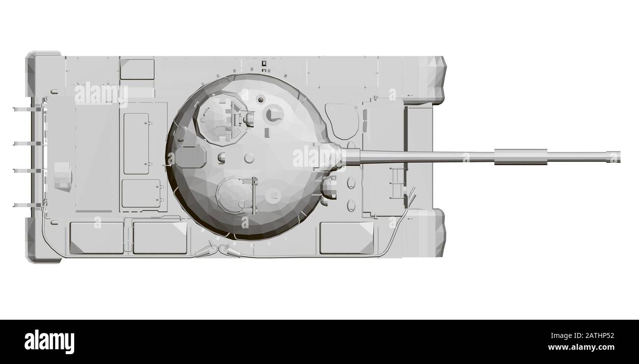 Polygonal model of a battle tank. 3D. View from above. Vector ...
