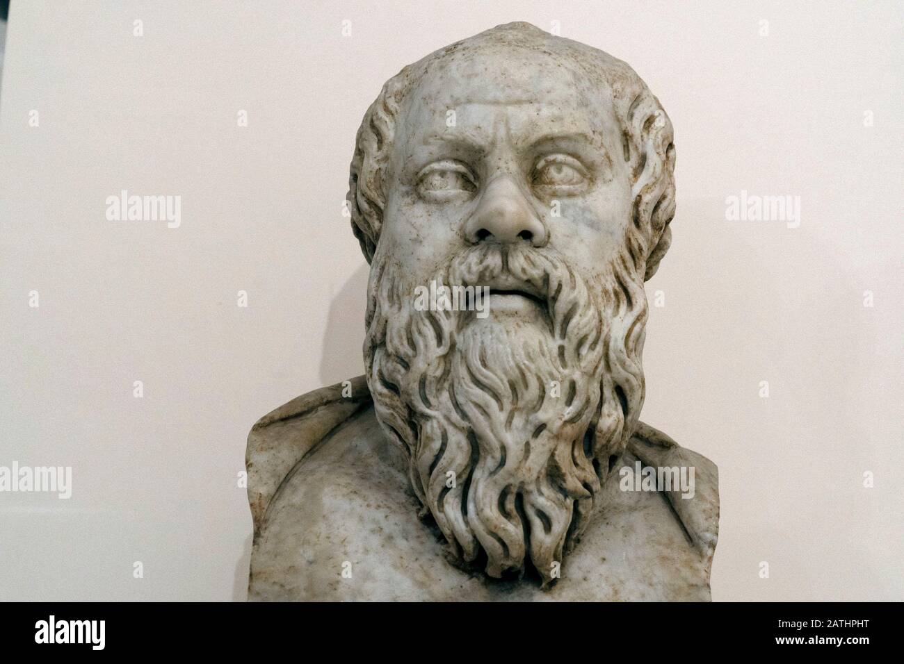 Socrates old greek marble statue detail Stock Photo - Alamy