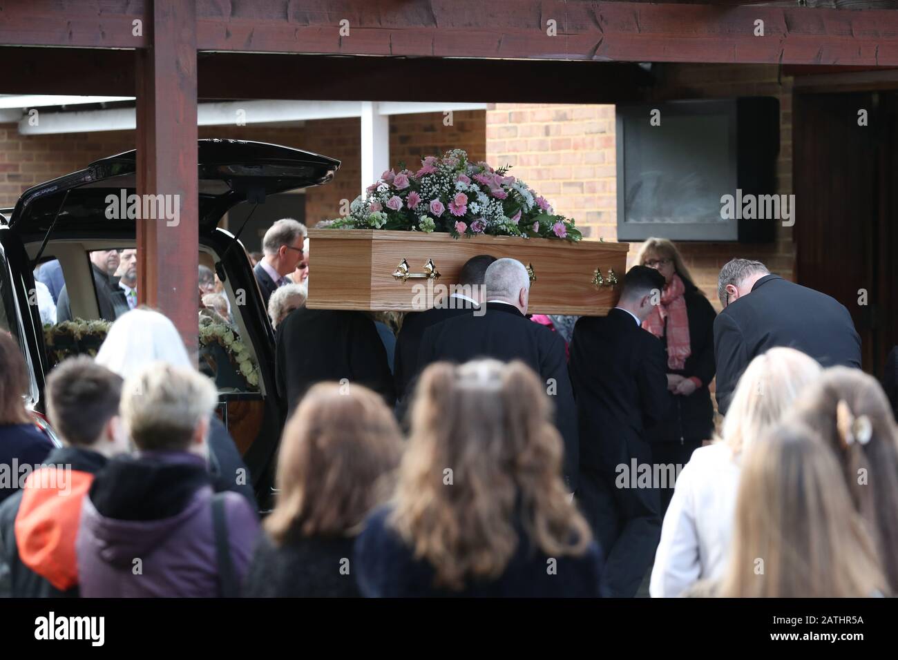 The coffin of Amy Appleton is carried into St John the Evangelist ...