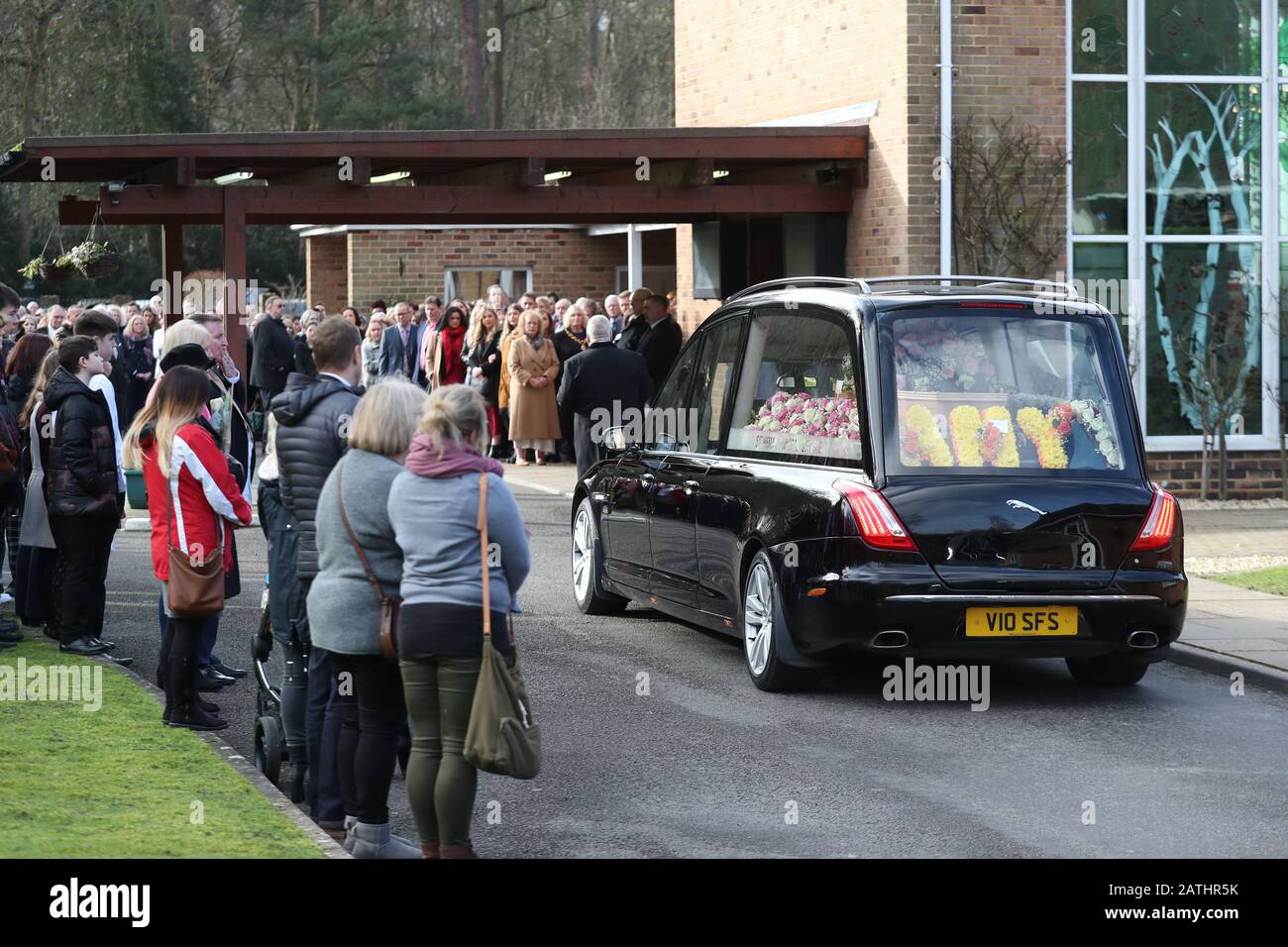 A hearse carrying the coffin of Amy Appleton arrives at St John the ...