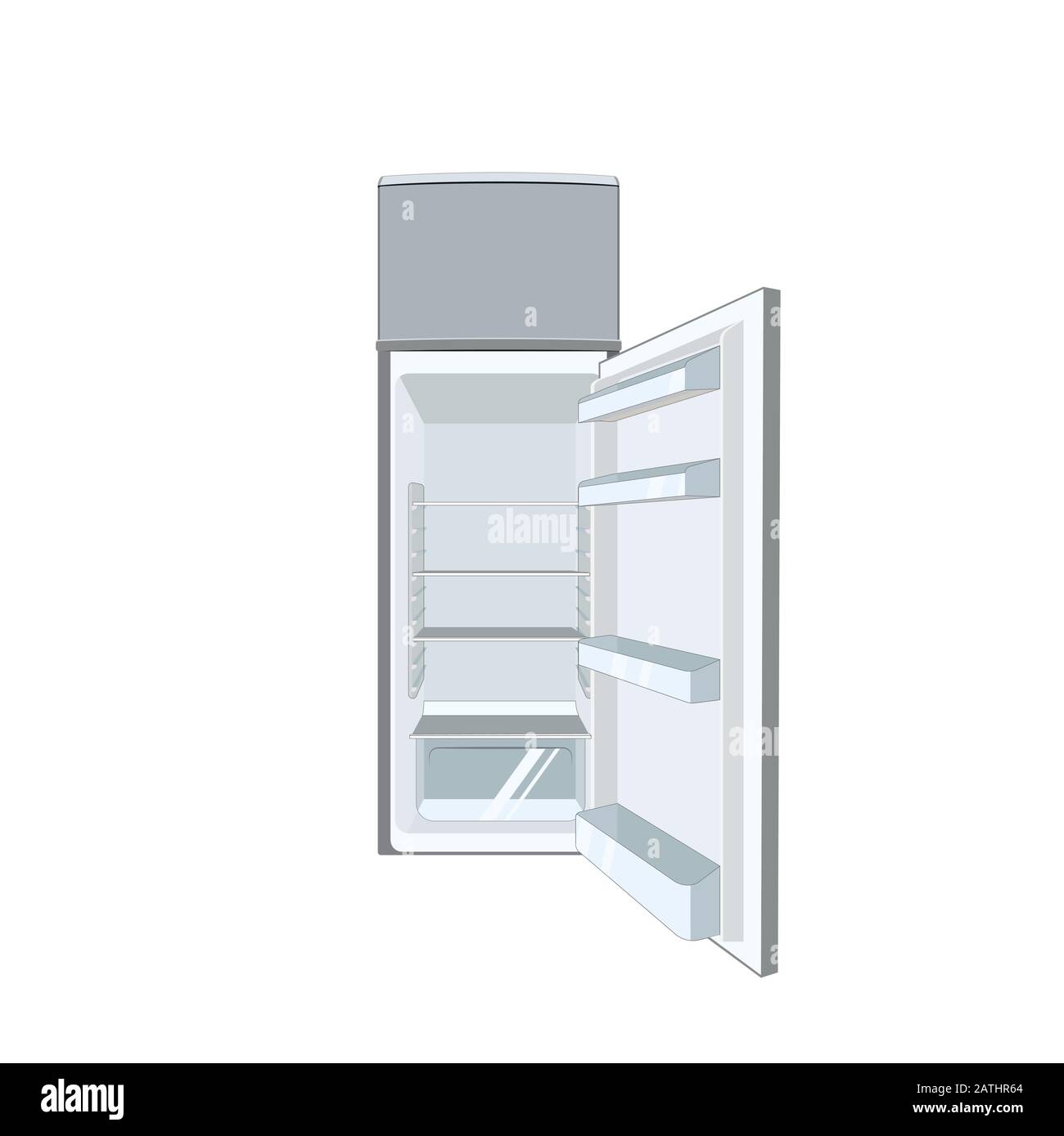 Fridge open empty. Food refrigerator. Vector graphic illustration ...