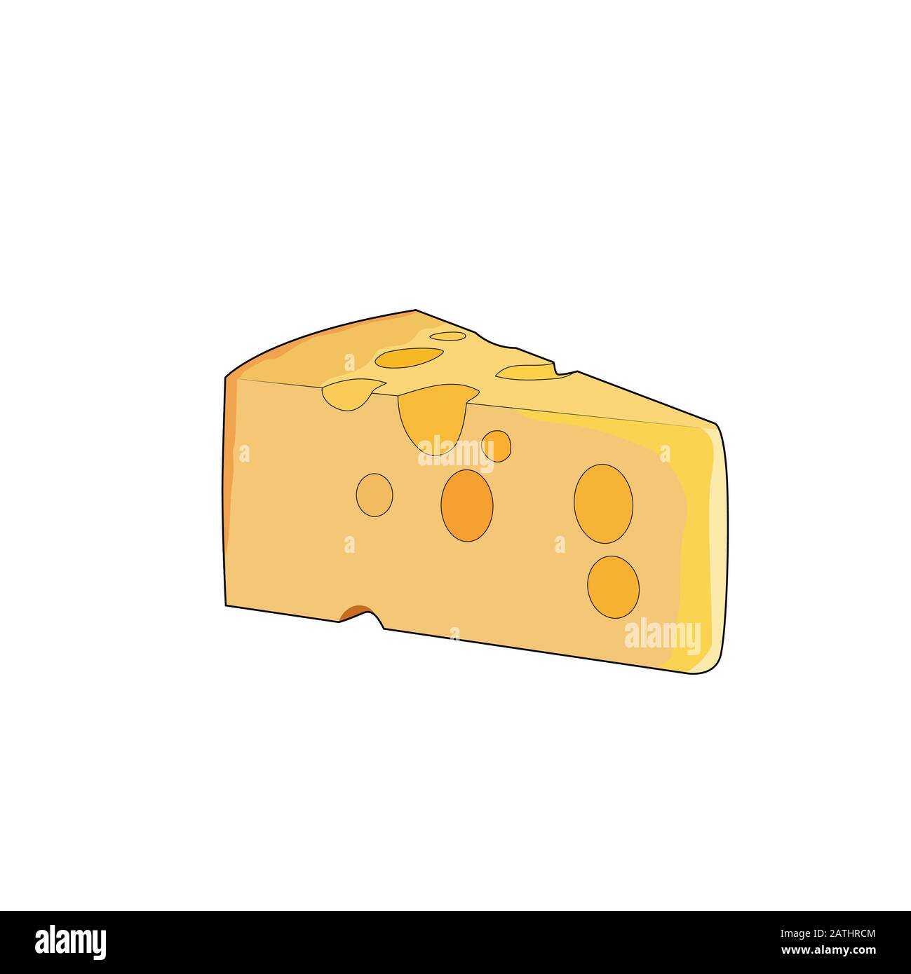 Yellow swiss slice of cheese. Cheddar triangle cheese with holes ...
