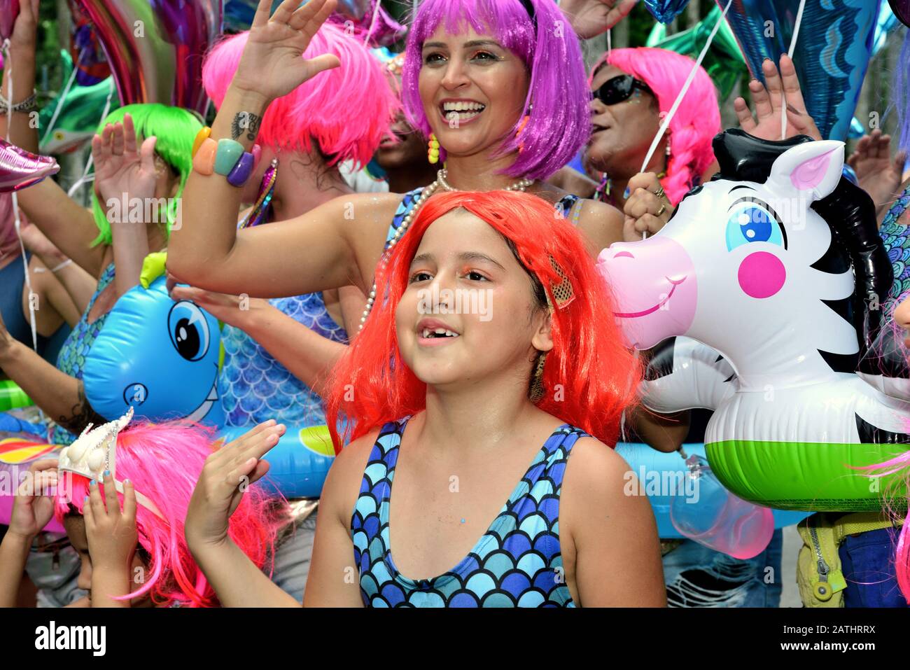 Brazil - February 17, 2019: Revelers celebrate the beginning of ...