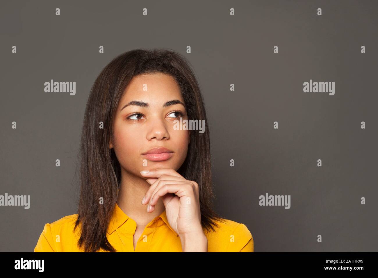 Black woman thinking hi-res stock photography and images - Alamy