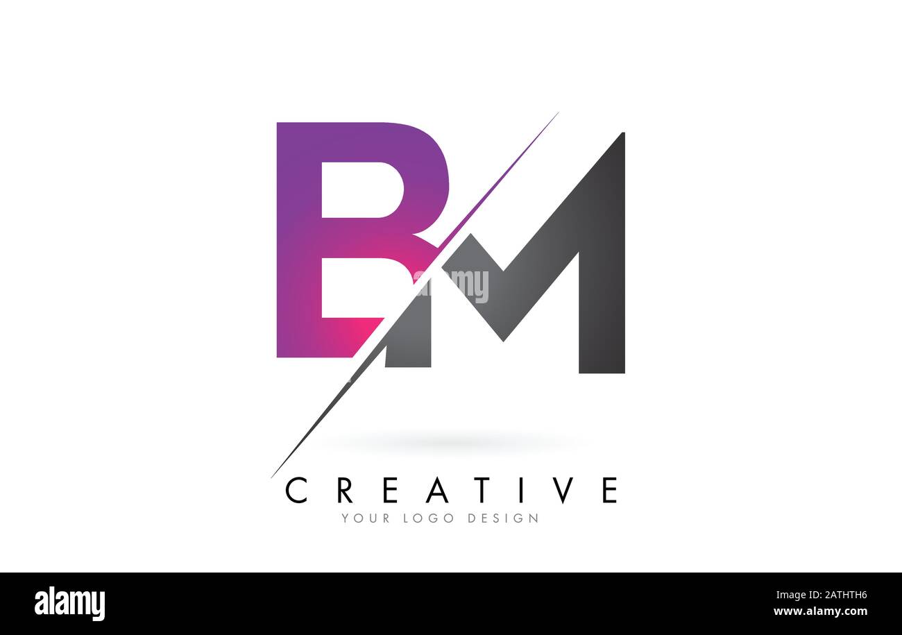 BM B M Letter Logo with Color block Design and Creative Cut. Creative ...