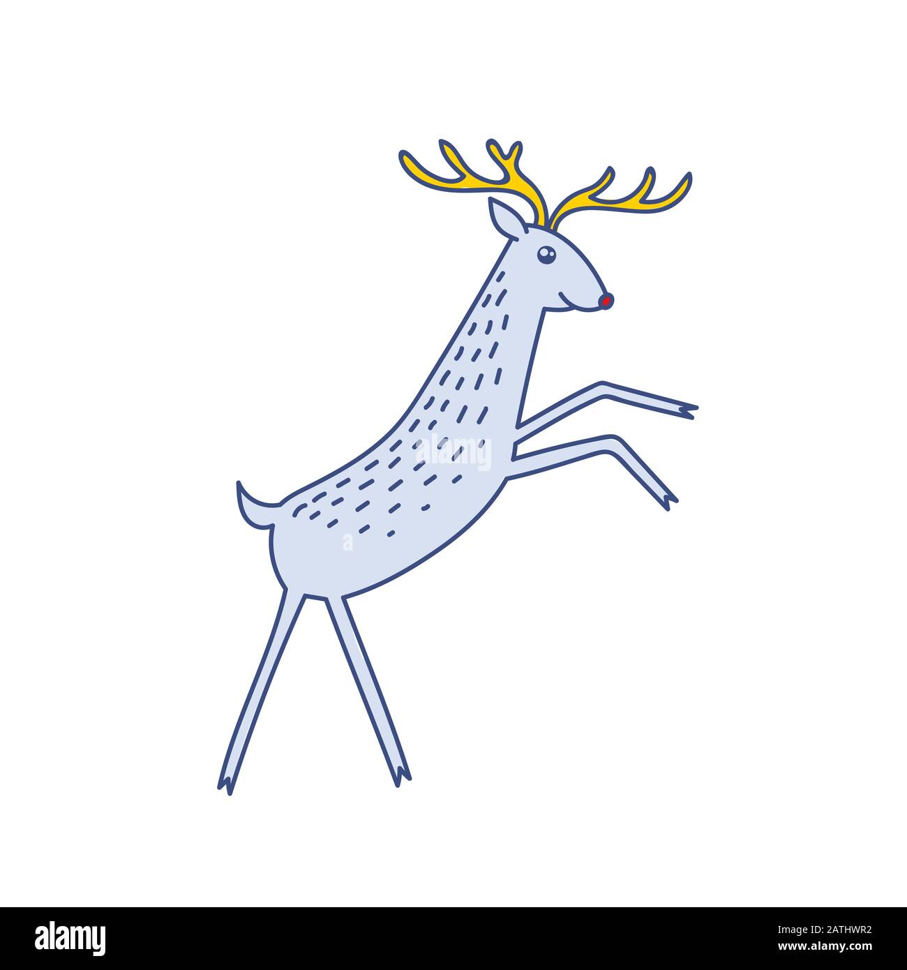 Vector Rudolph the Red Nose Deer Rearing Standing, Happy Raindeer ...