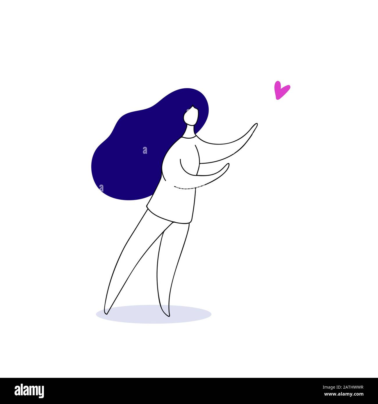 Woman Sending Love or Chasing Love, Feelings Freedom Concept, Relations ...