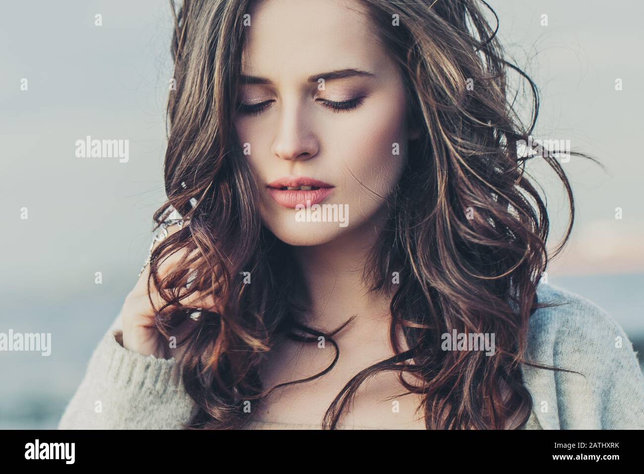 Perfect woman outdoors, close up portrait Stock Photo - Alamy