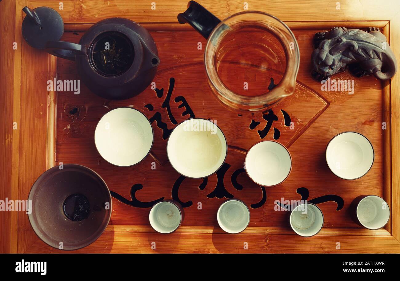 Tea set for tea ceremony Stock Photo - Alamy