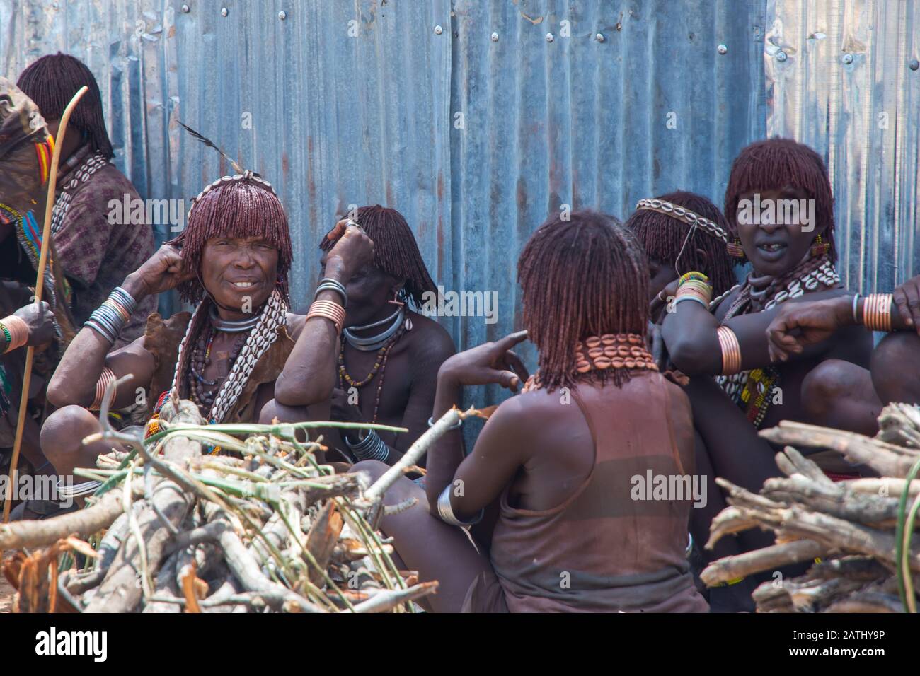 Turmi, Ethiopia - Nov 2018: Local market of Hamer tribe in Turmi ...