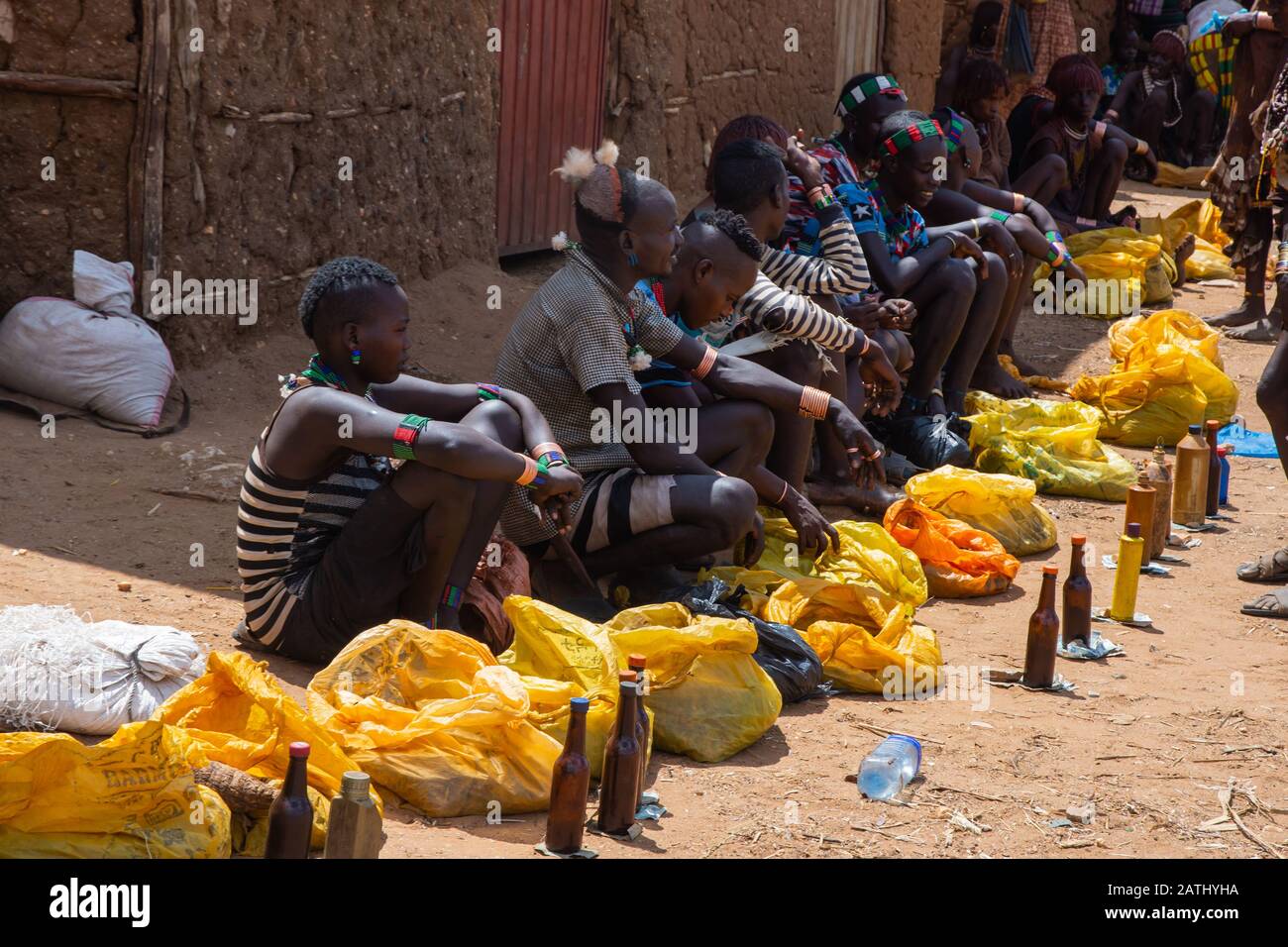 Turmi, Ethiopia - Nov 2018: Local market of Hamer tribe in Turmi ...