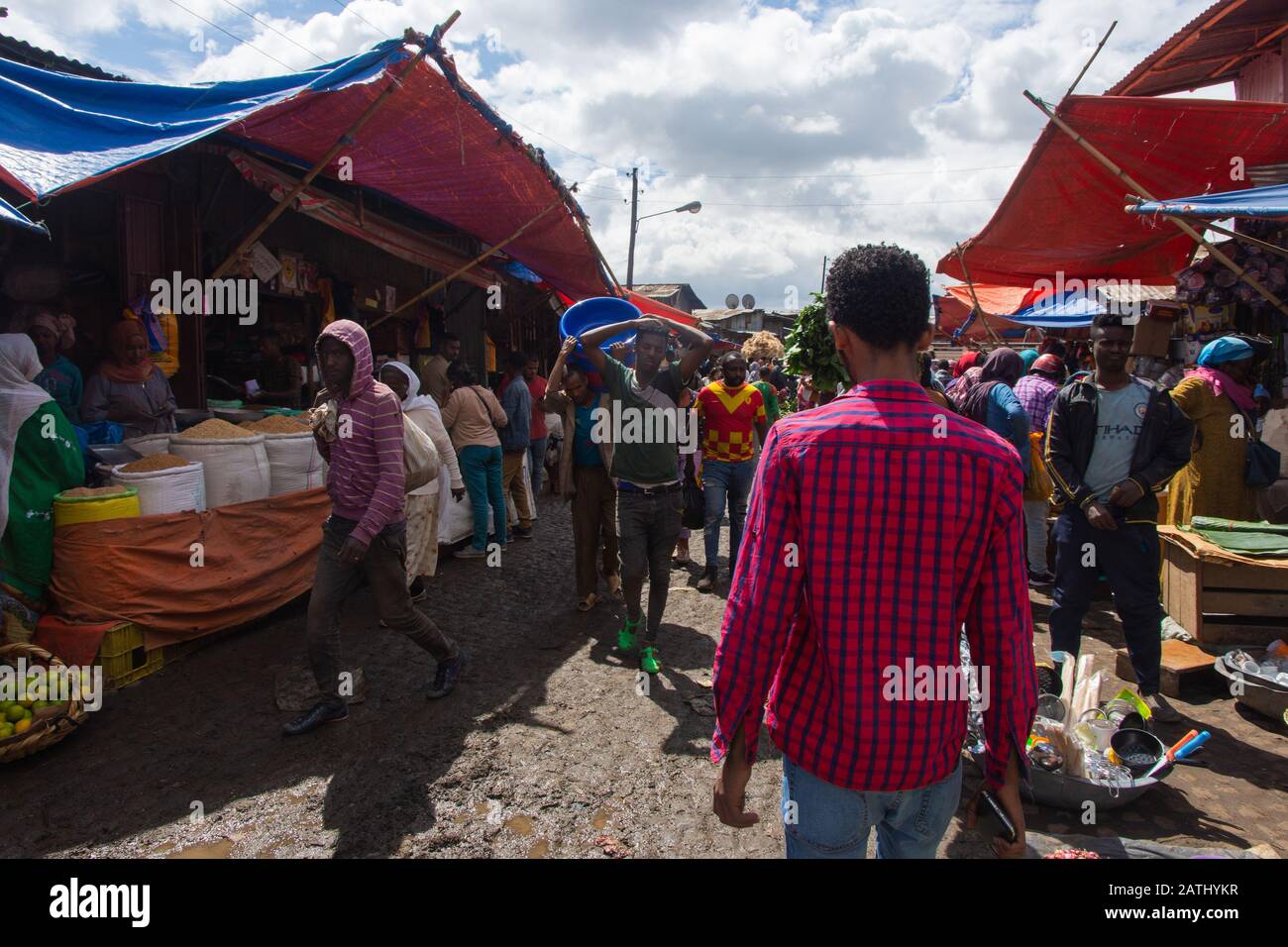Addis Ababa, Ethiopia - Nov 2018: Mercato - large open air market ...