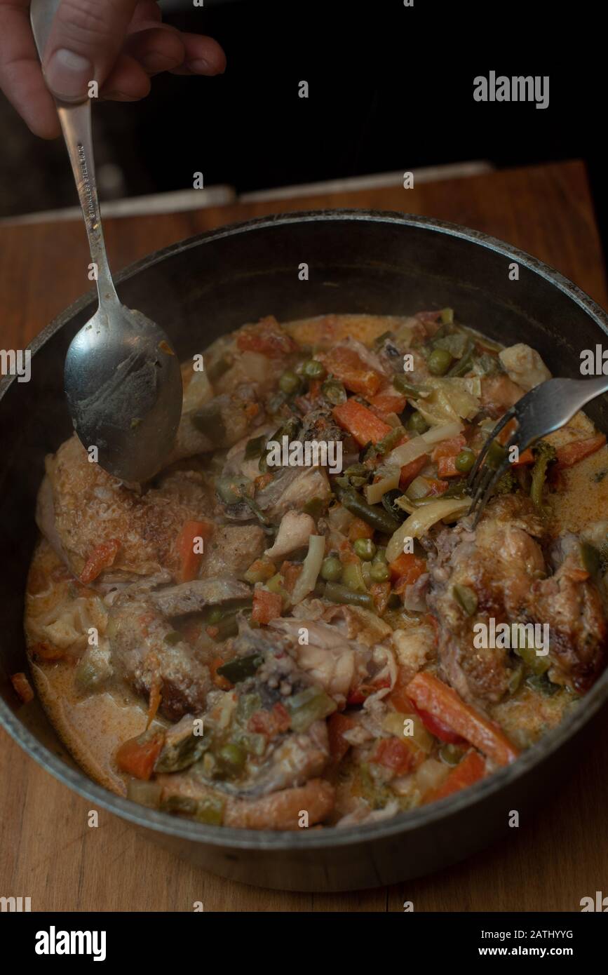 Braised chicken curry with vegetables. Chicken Vegetable Stew ...