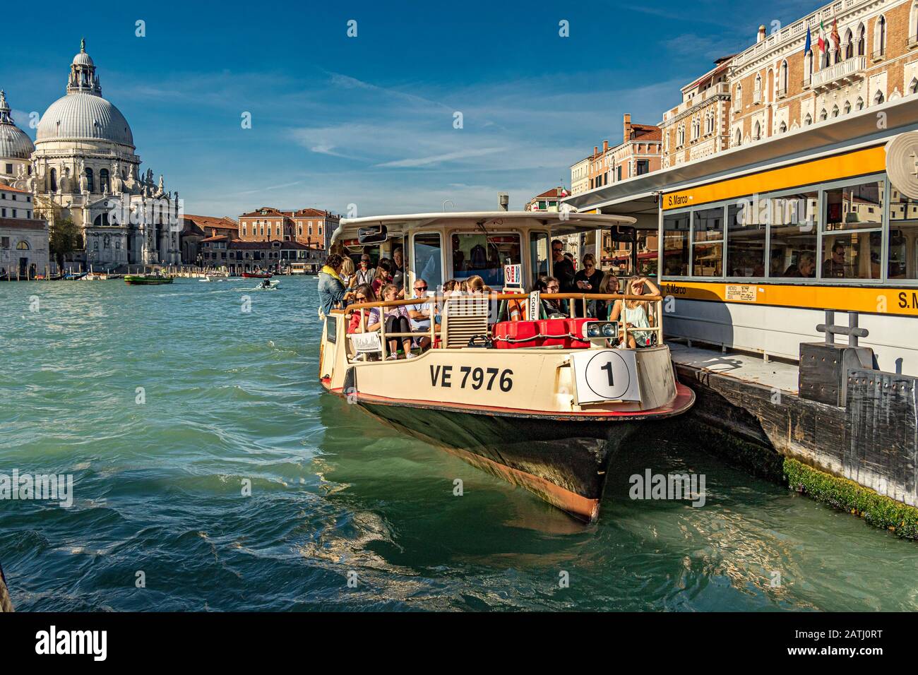 A route No1 Vaporetto about to depart the The San Marco Vaporetto stop ...