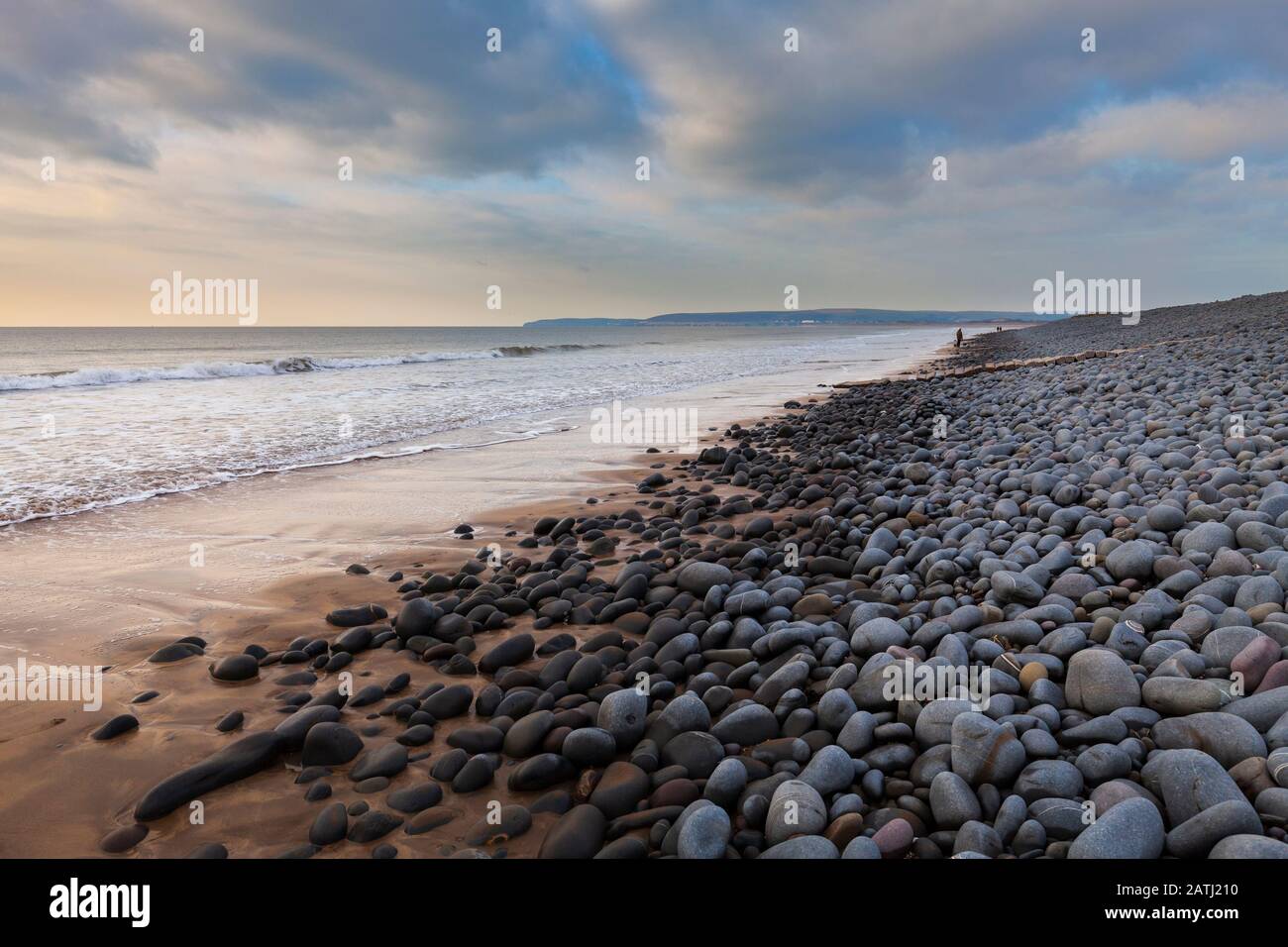 waves crash at Westward Ho! beach in Devon during sunset Stock Photo ...