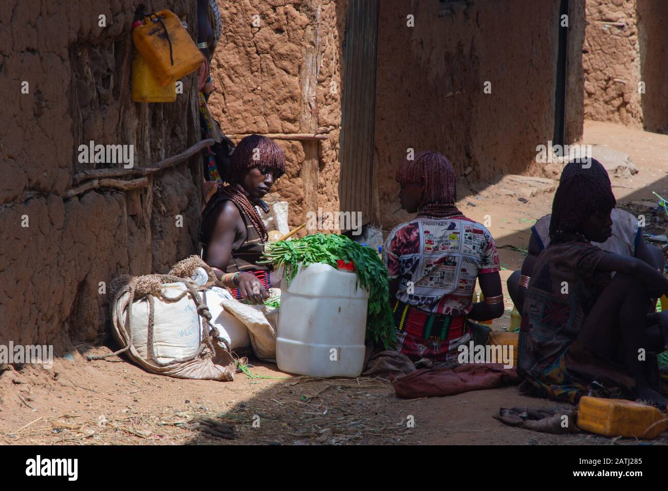 Turmi, Ethiopia - Nov 2018: Local market of Hamer tribe in Turmi ...
