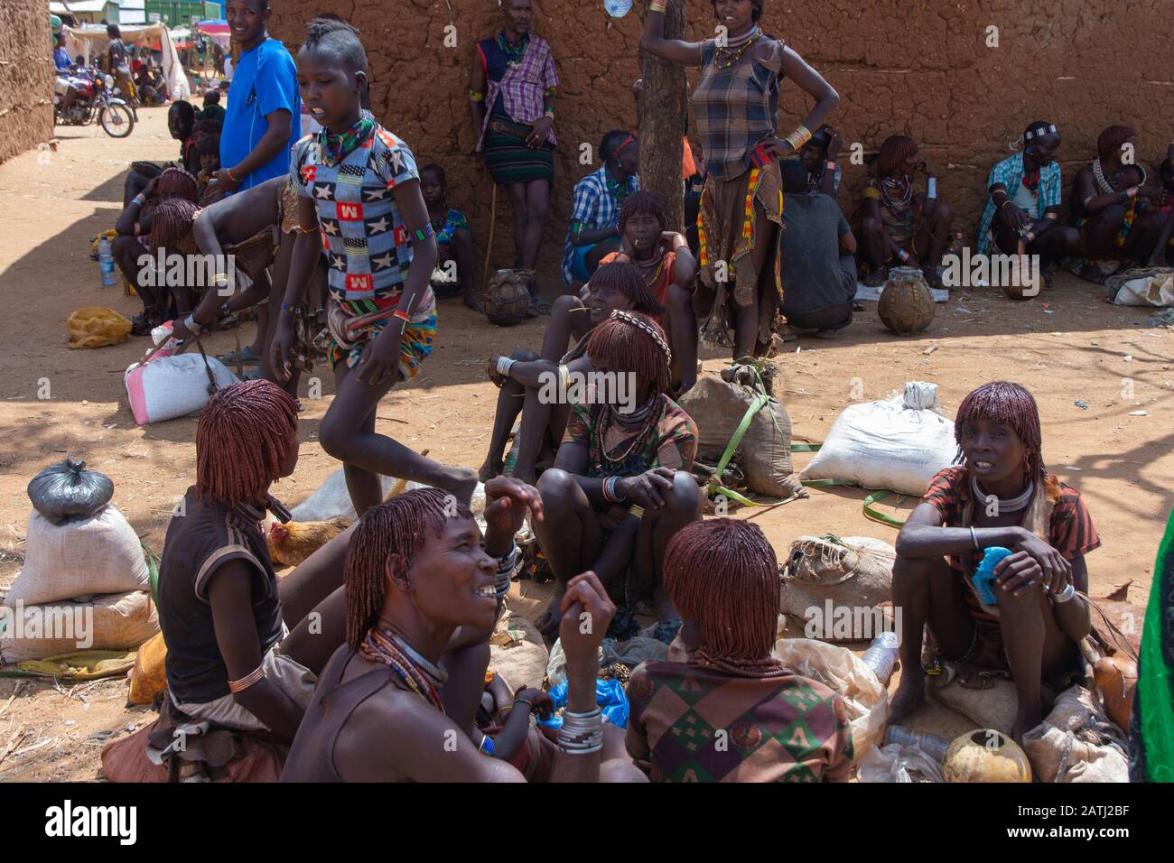 Turmi, Ethiopia - Nov 2018: Local market of Hamer tribe in Turmi ...