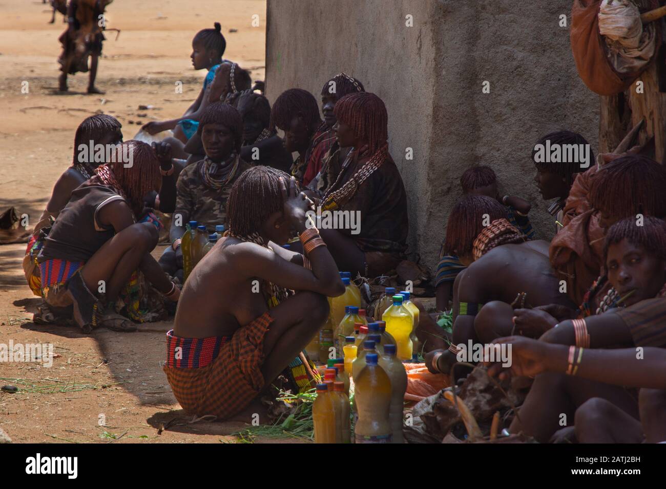 Turmi, Ethiopia - Nov 2018: Local market of Hamer tribe in Turmi ...