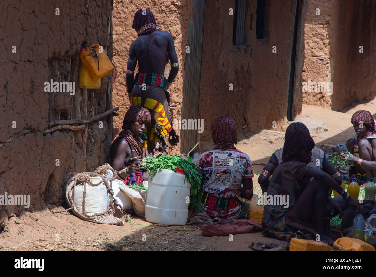 Turmi, Ethiopia - Nov 2018: Local market of Hamer tribe in Turmi ...