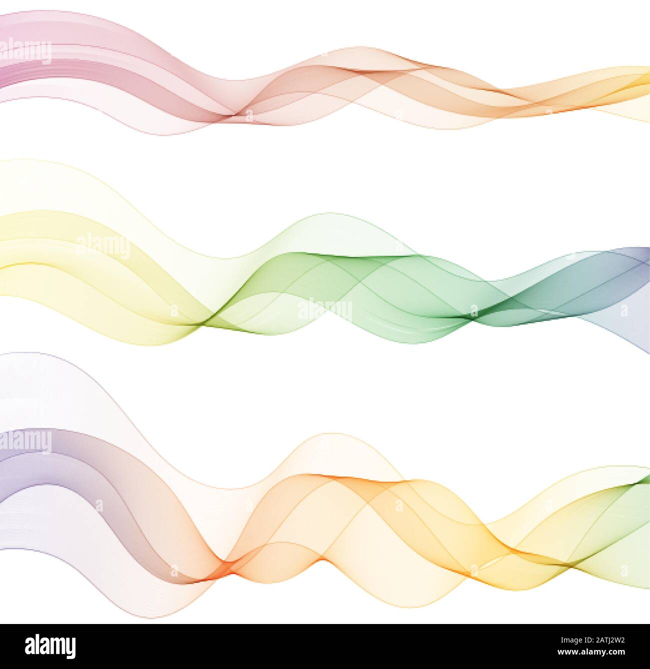 Set of abstract colored waves on a transparent background. Vector ...