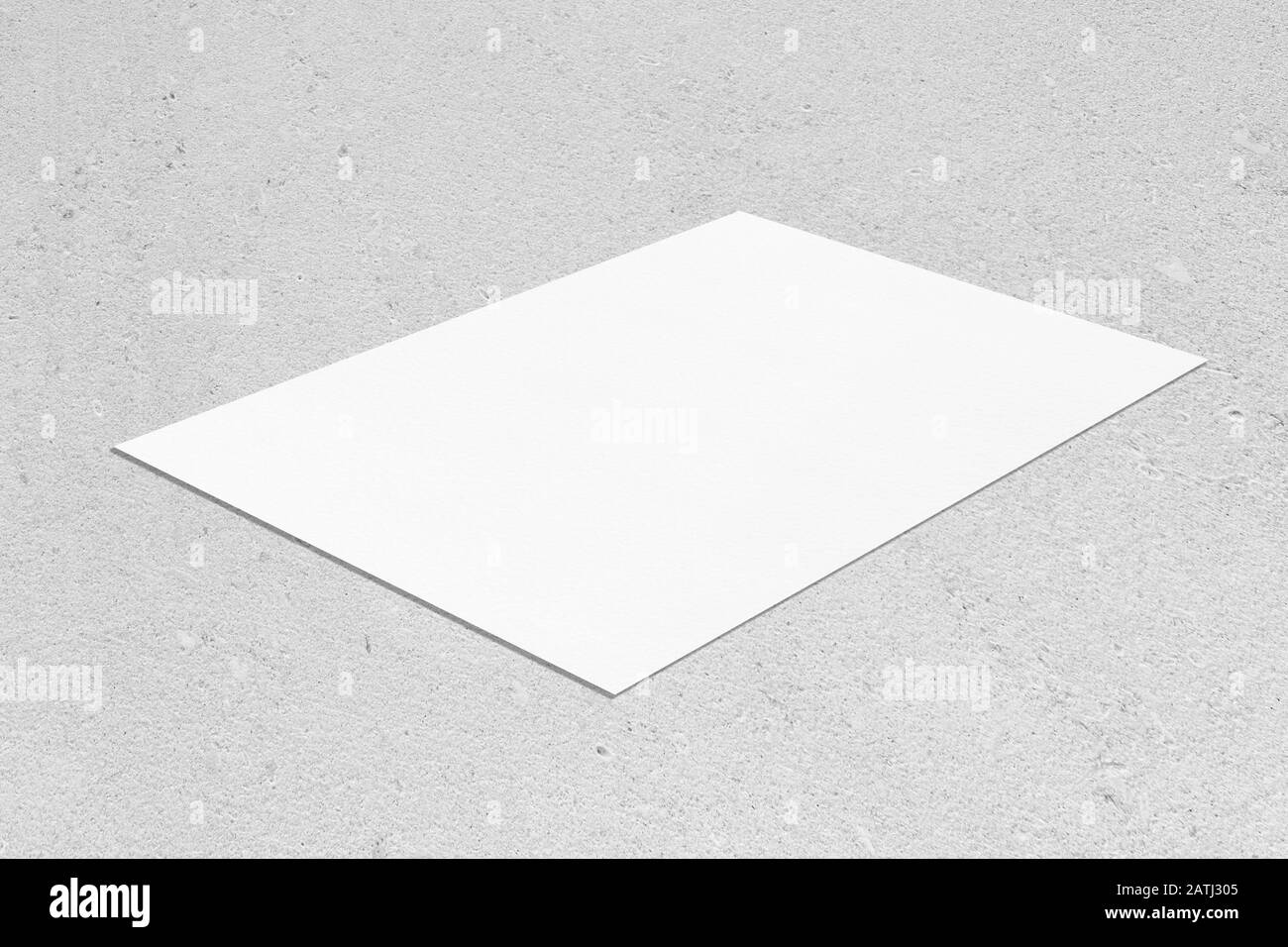 empty white rectangle poster mockup lying diagonally on neutral grey ...