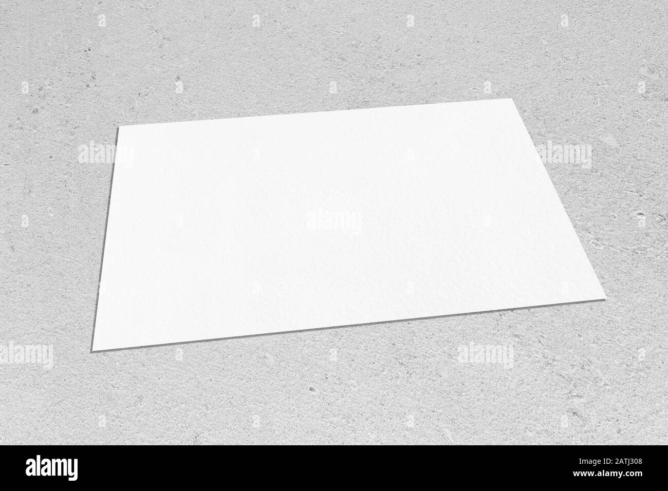 empty white rectangle poster mockup lying diagonally on neutral grey ...