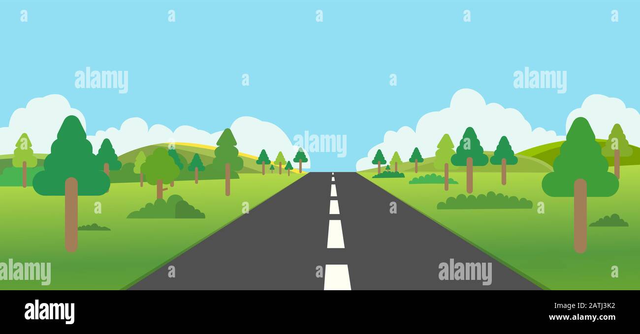 Road to nature backgroud vector illustration.Street with field ,forest ...