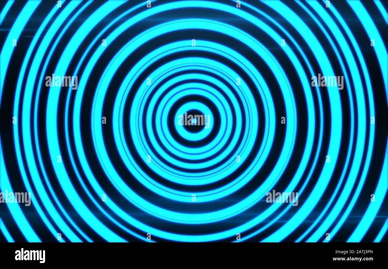Blue abstract tech circles glowing background.Technology signal.Concentric blue circles design ...