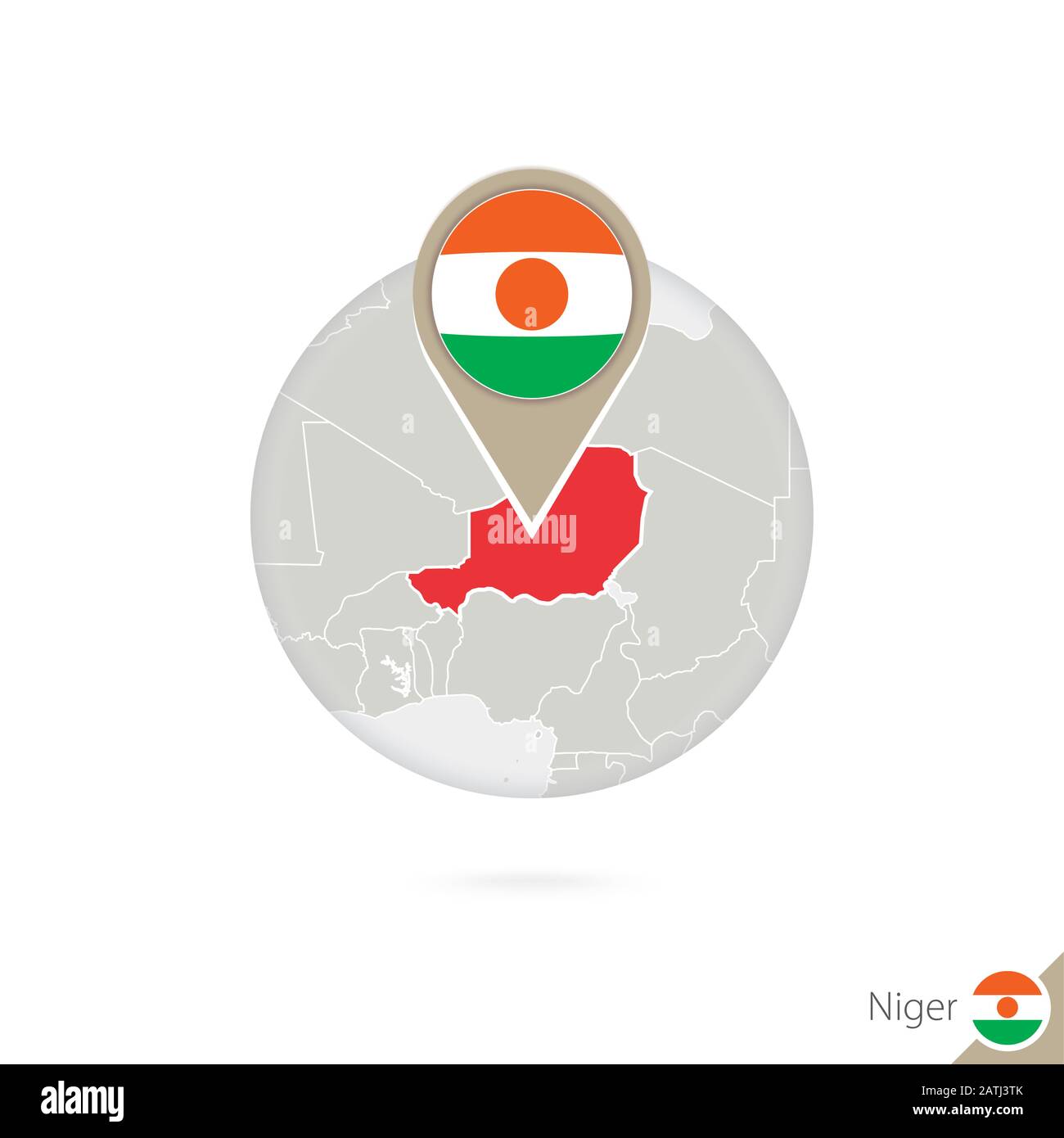 Niger map and flag in circle. Map of Niger, Niger flag pin. Map of ...