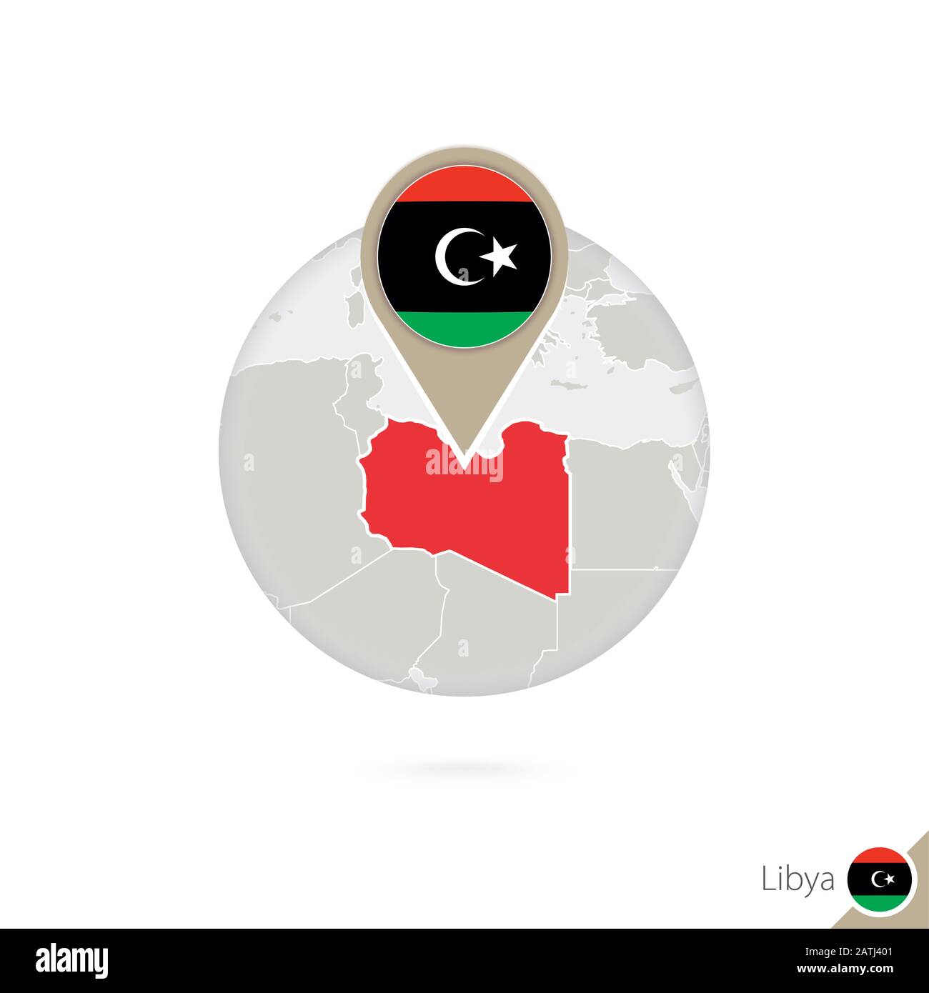 Libya map and flag in circle. Map of Libya, Libya flag pin. Map of ...