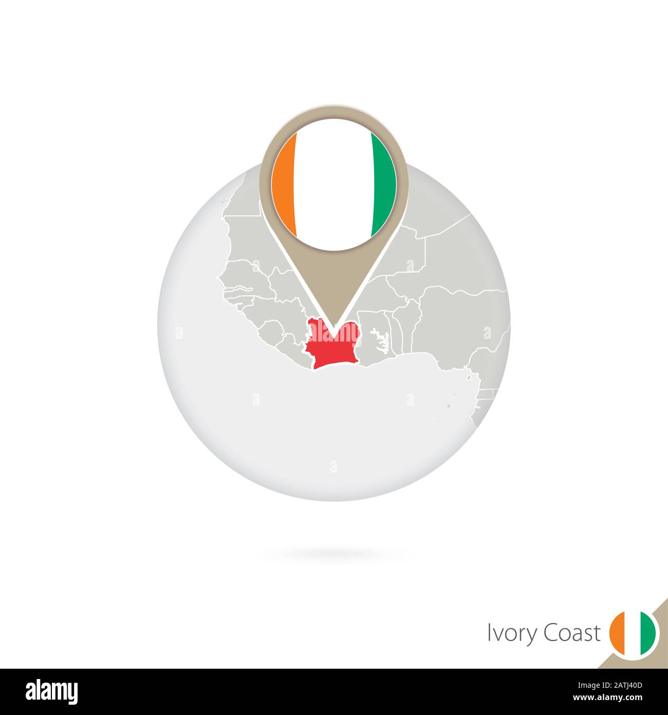 Ivory Coast map and flag in circle. Map of Ivory Coast, Ivory Coast ...