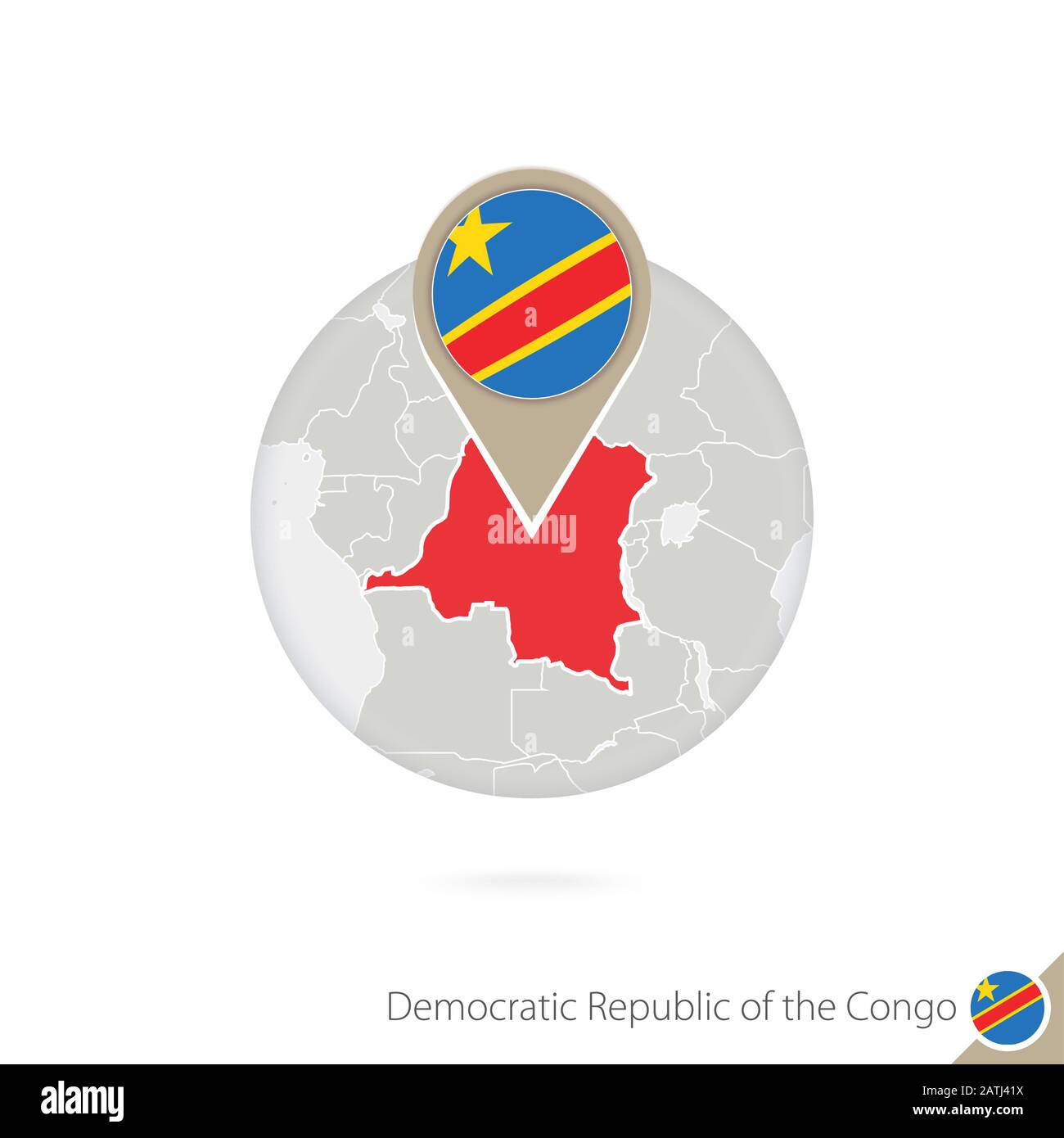 DR Congo map and flag in circle. Map of DR Congo, DR Congo flag pin ...
