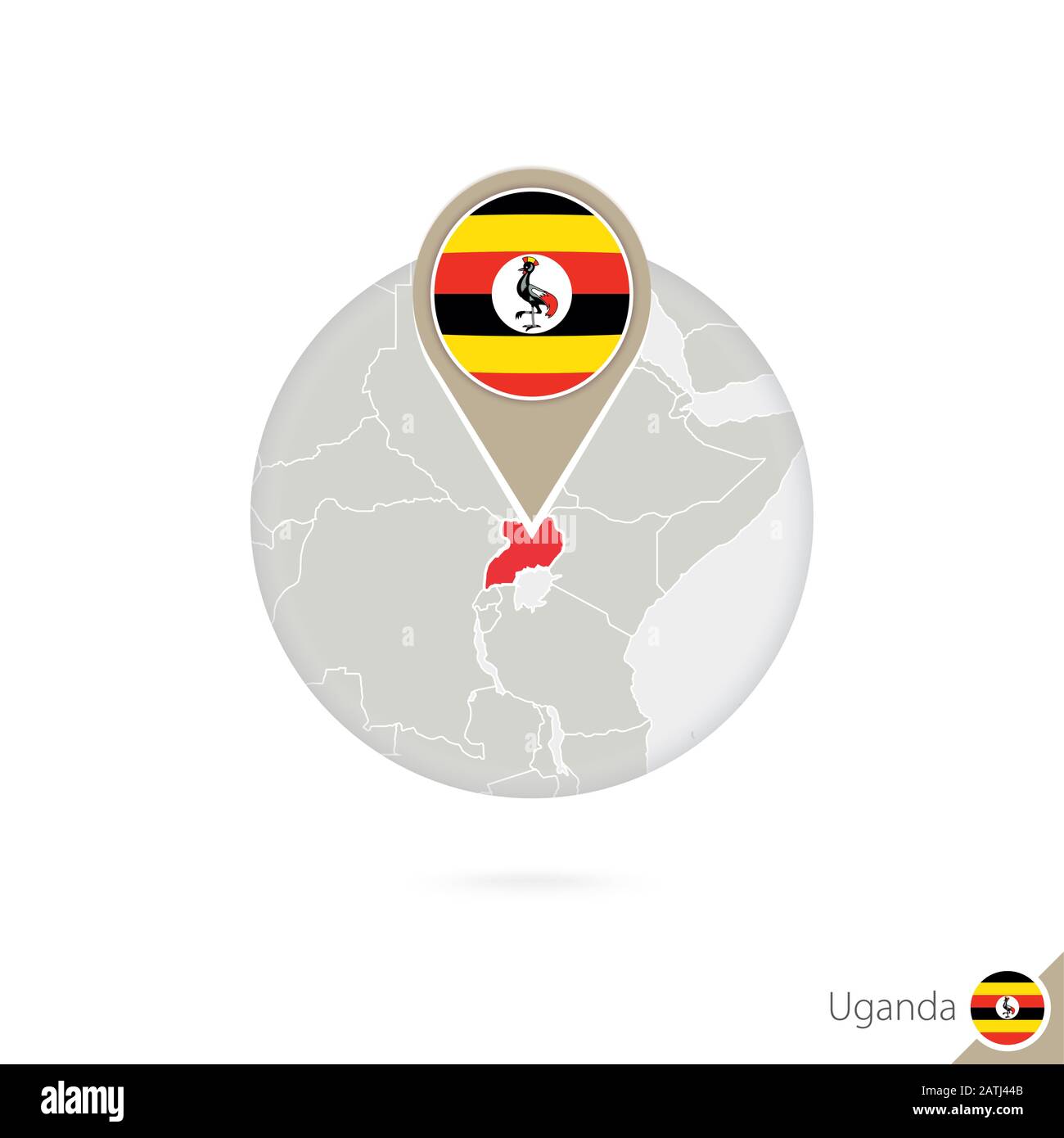 Uganda map and flag in circle. Map of Uganda, Uganda flag pin. Map of Uganda in the style of the ...