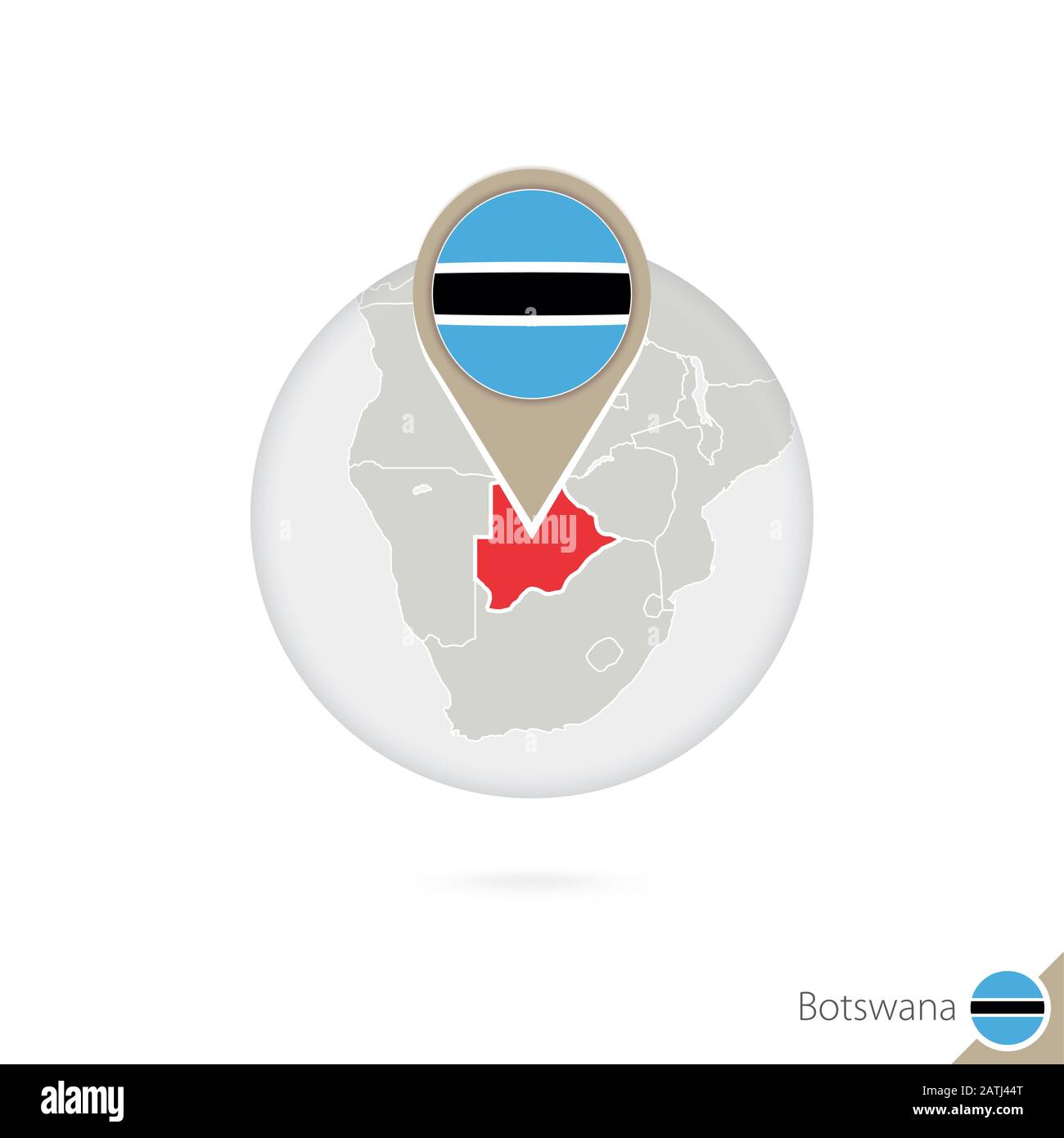 Botswana map and flag in circle. Map of Botswana, Botswana flag pin. Map of Botswana in the ...