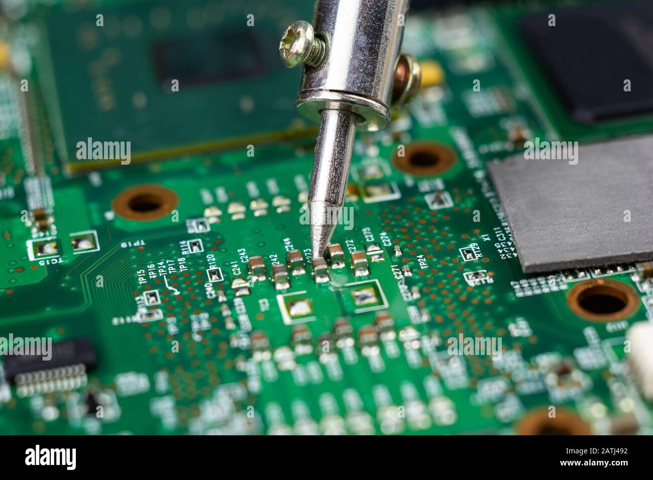 soldering iron for repairing electronic of the computer circuit board ...