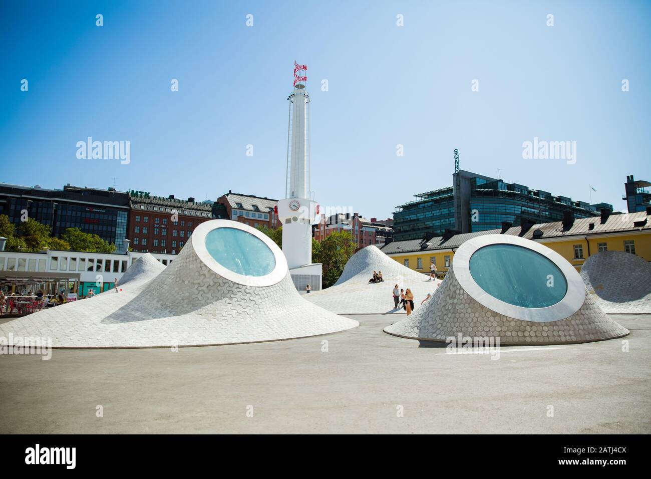 New art museum Amos Rex in the center of Helsinki. Modern northern ...