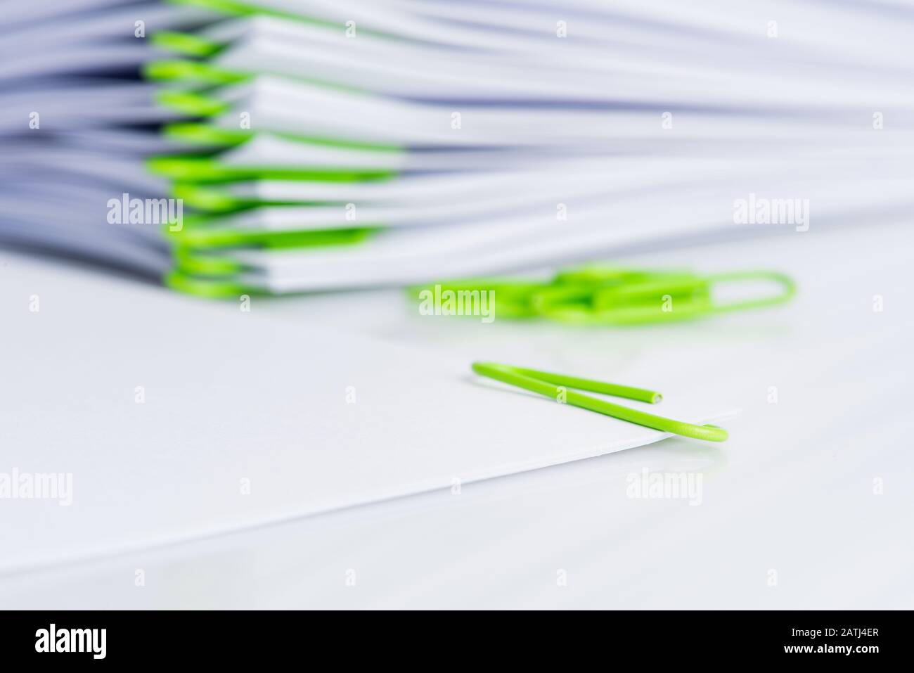 Stack of clipped blank paper sheet with pen ready to make note Stock ...