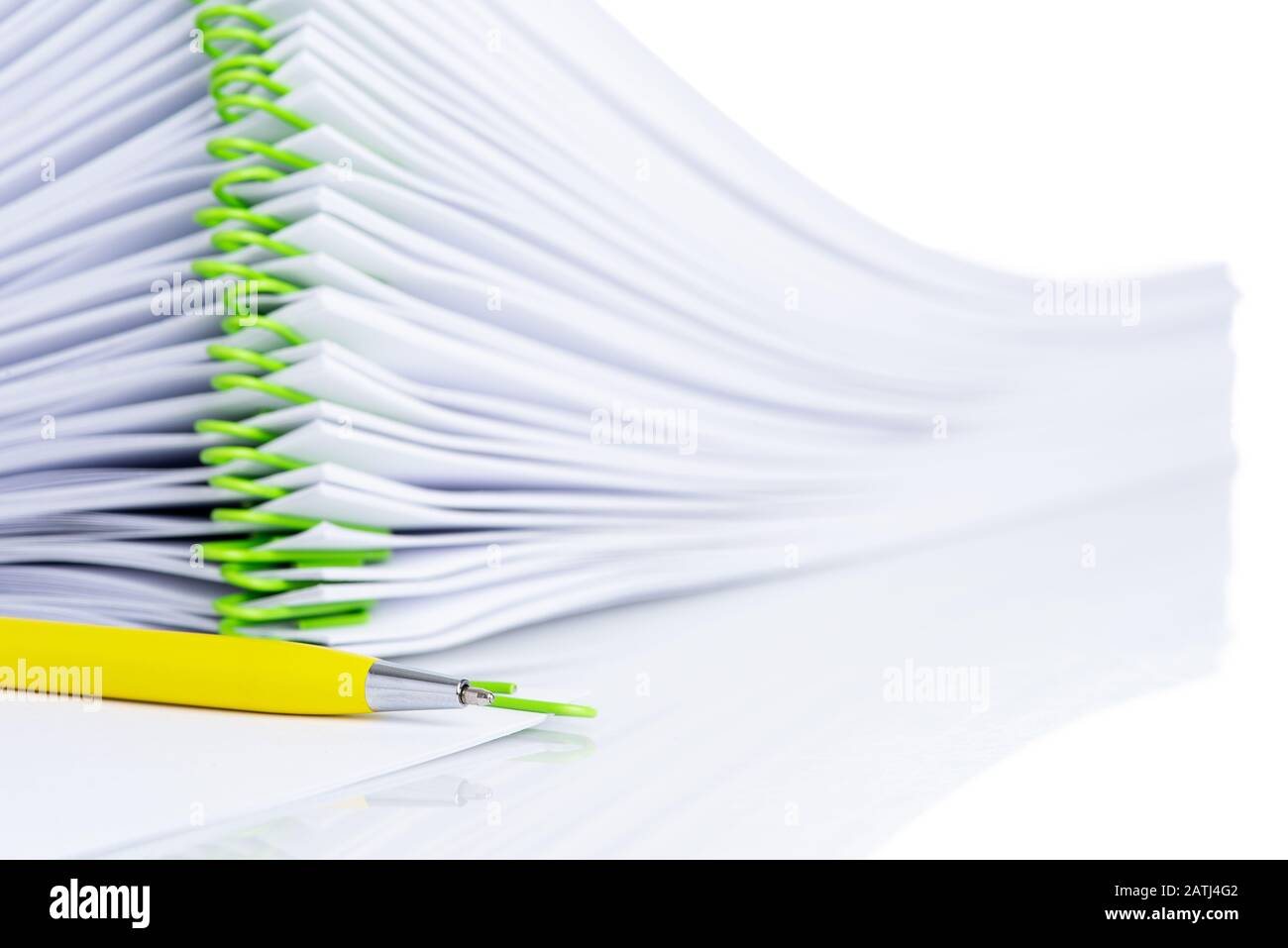 Stack of clipped blank paper sheet with pen ready to make note Stock ...