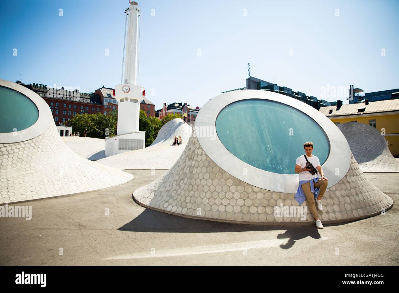 New art museum Amos Rex in the center of Helsinki. Modern northern ...