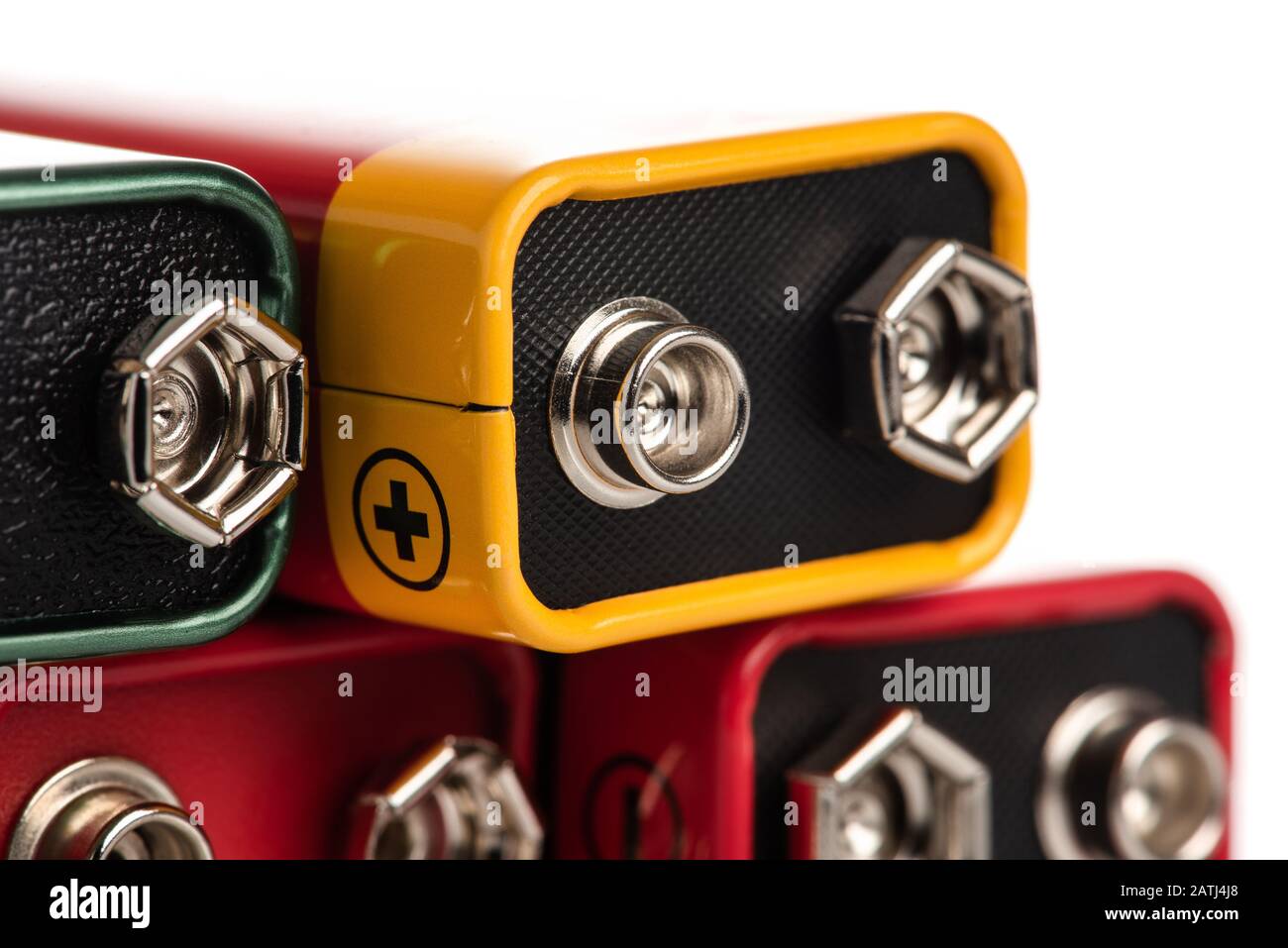 Nine Volt Battery isolated on white background close-up Stock Photo - Alamy