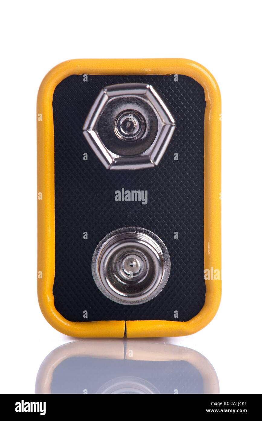 Nine Volt Battery Isolated on White Background Stock Photo - Alamy