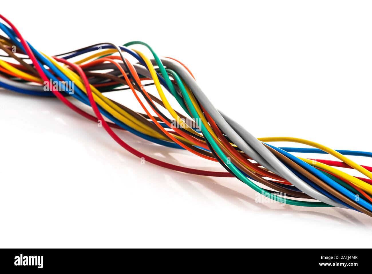 Colorful electric cable on white background Stock Photo - Alamy