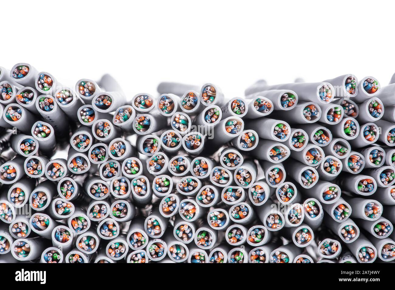 Stack of network cable electrical wire information technology industry ...