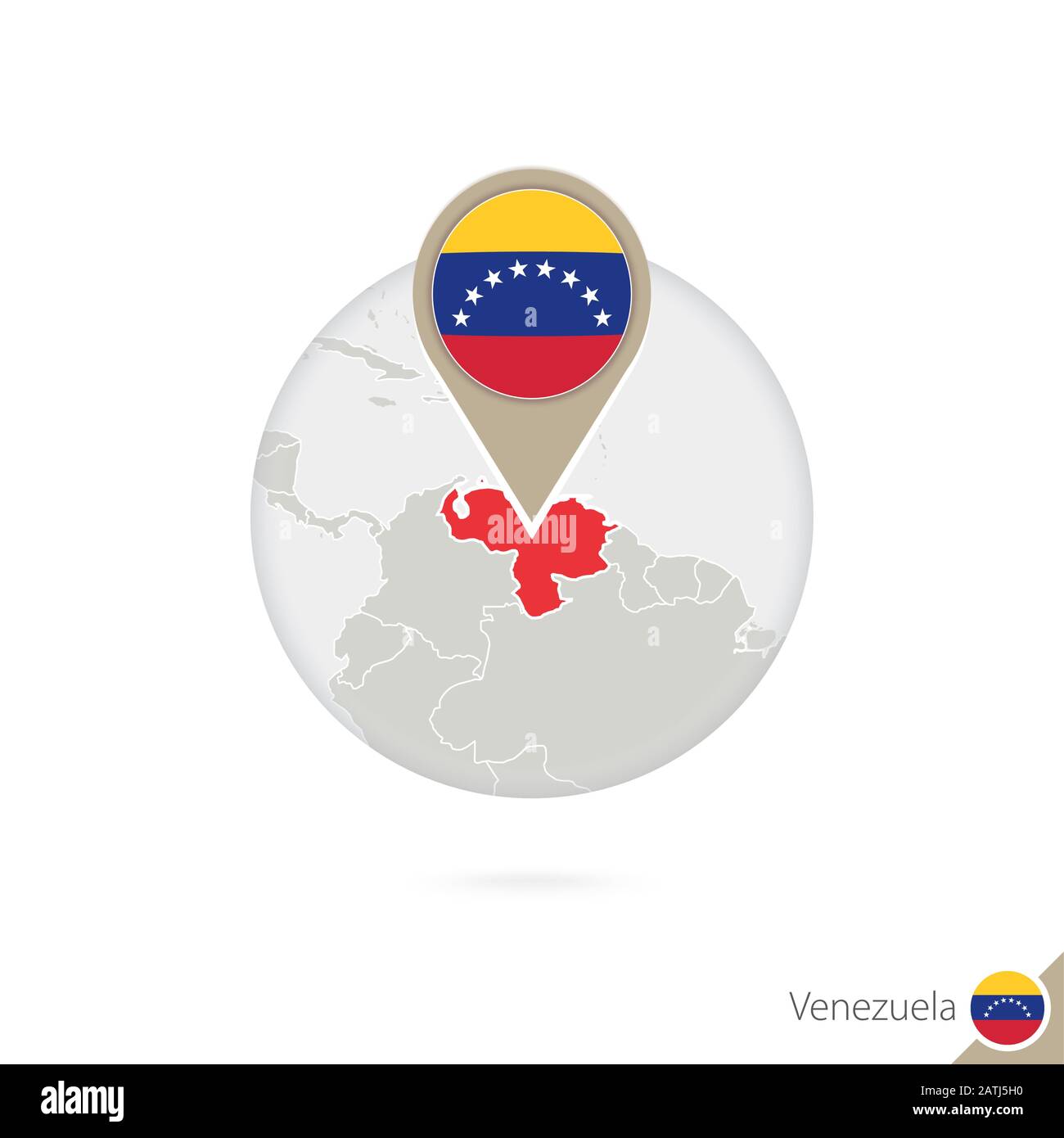 Venezuela map and flag in circle. Map of Venezuela, Venezuela flag pin ...