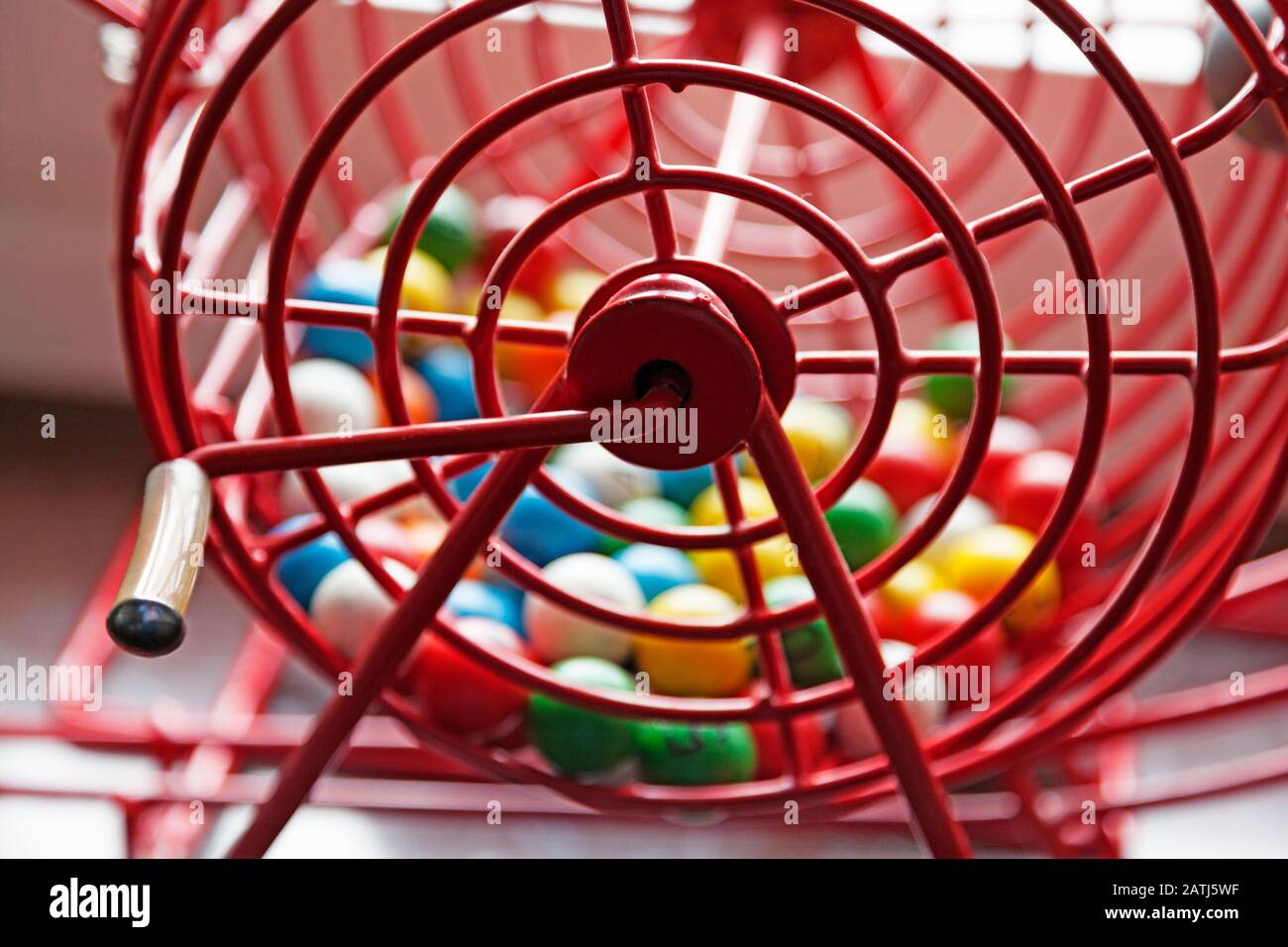 red lottery game with different colored bingo balls in backlight Stock ...