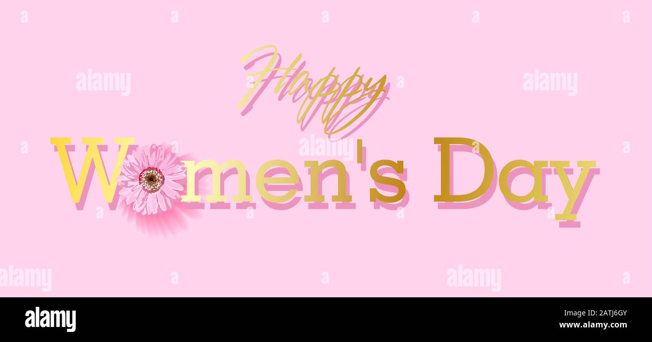 Womens day text design with flowers and pink background. Vector ...