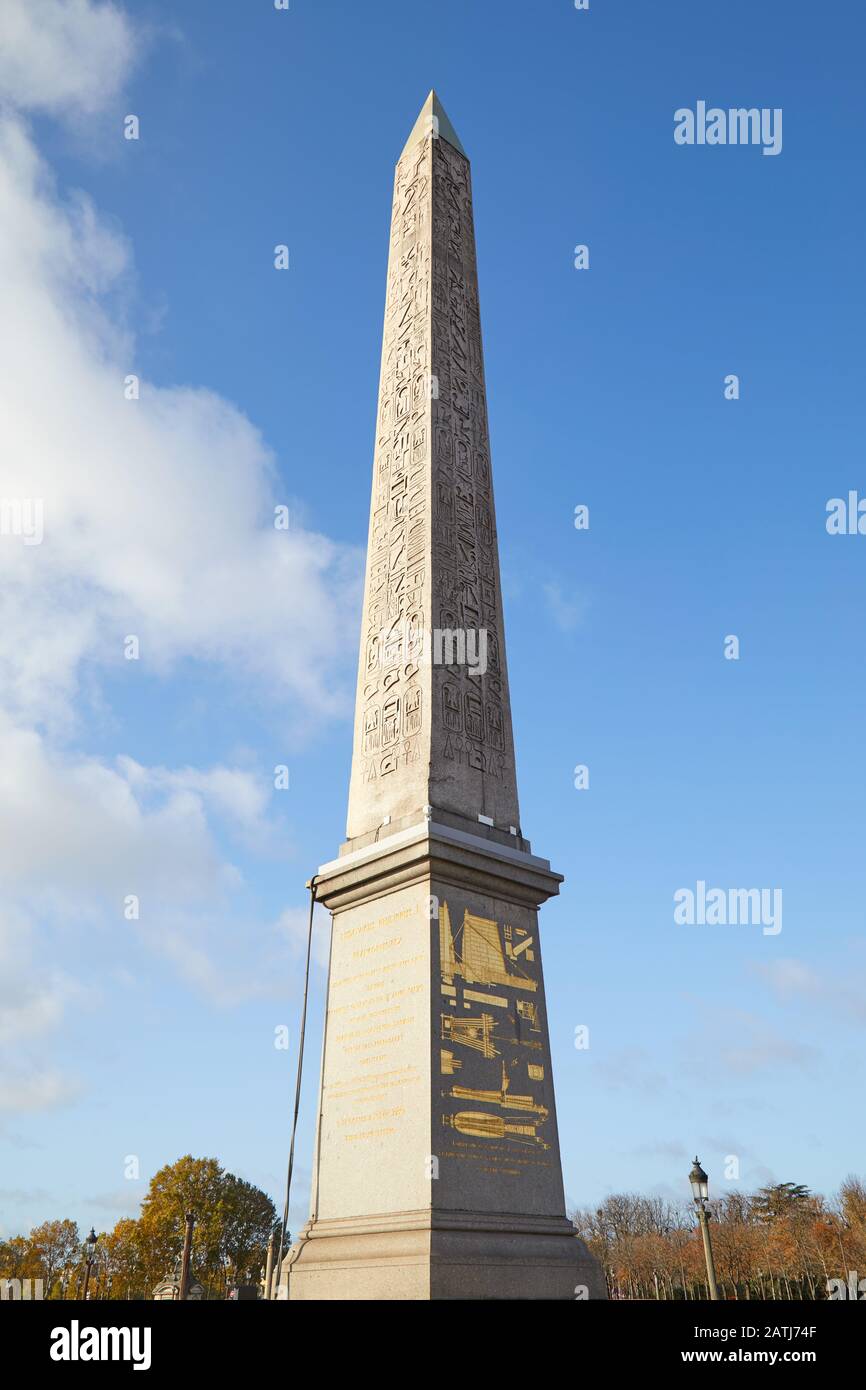 Place de la Concorde obelisk in a sunny day in Paris, France Stock ...