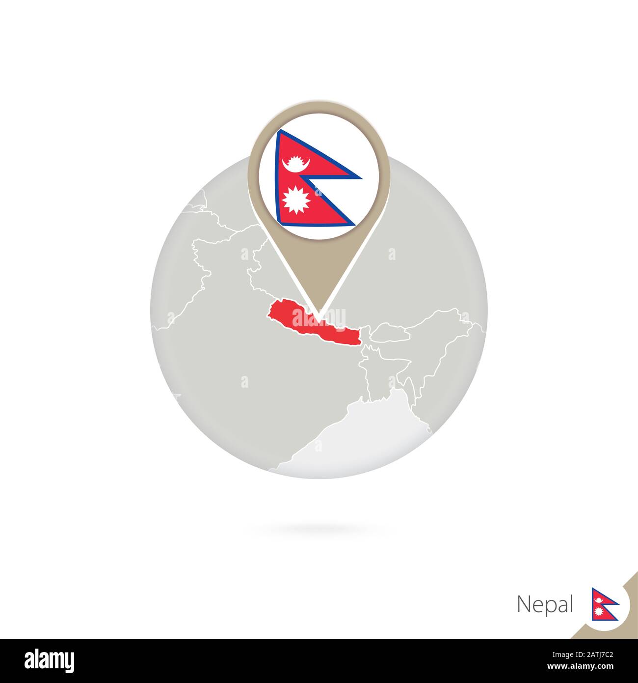 Nepal map and flag in circle. Map of Nepal, Nepal flag pin. Map of ...